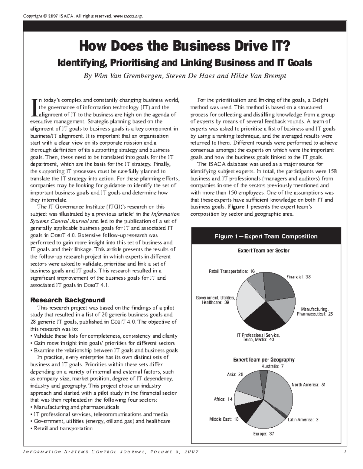 How Does Business Drive IT - I N F O R M A T I O N S Y S T E M S C O N ...