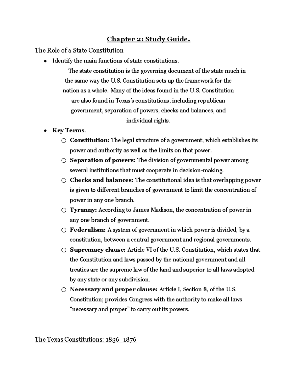 Chapter 2 Study Guide - Chapter 2: Study Guide. The Role of a State ...