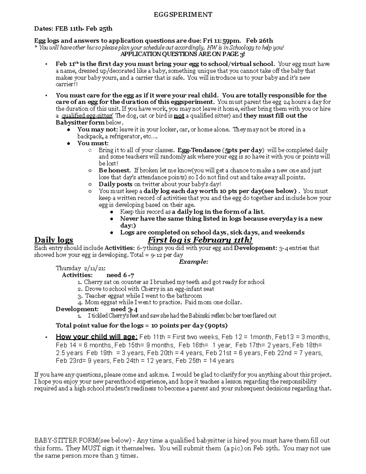 Eggsperiment 2021 - experiment on egg - EGGSPERIMENT Dates: FEB 11 th ...