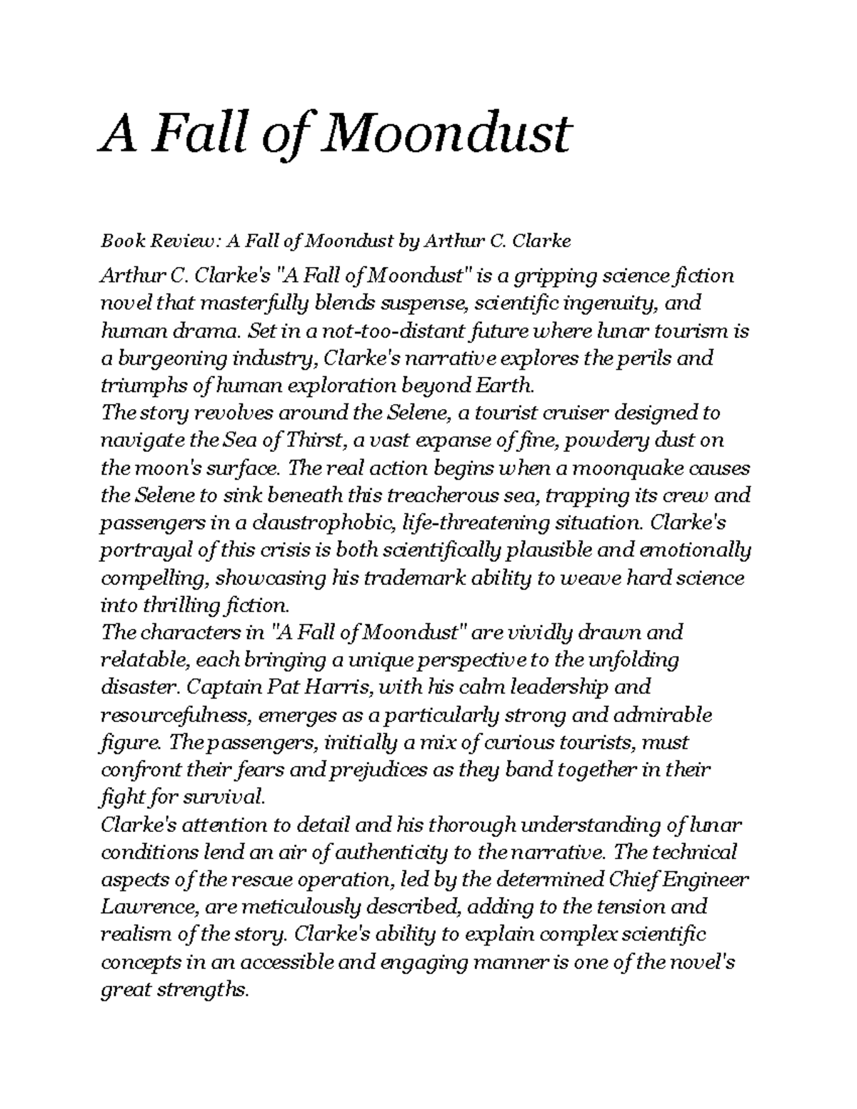 A Fall of Moondust - o\ik mcvhku - A Fall of Moondust Book Review: A ...