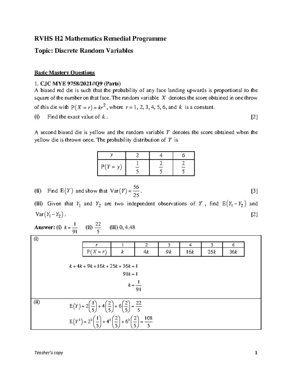 H2MA Remedial DRV Solution (RVHS) - RVHS H2 Mathematics Remedial ...