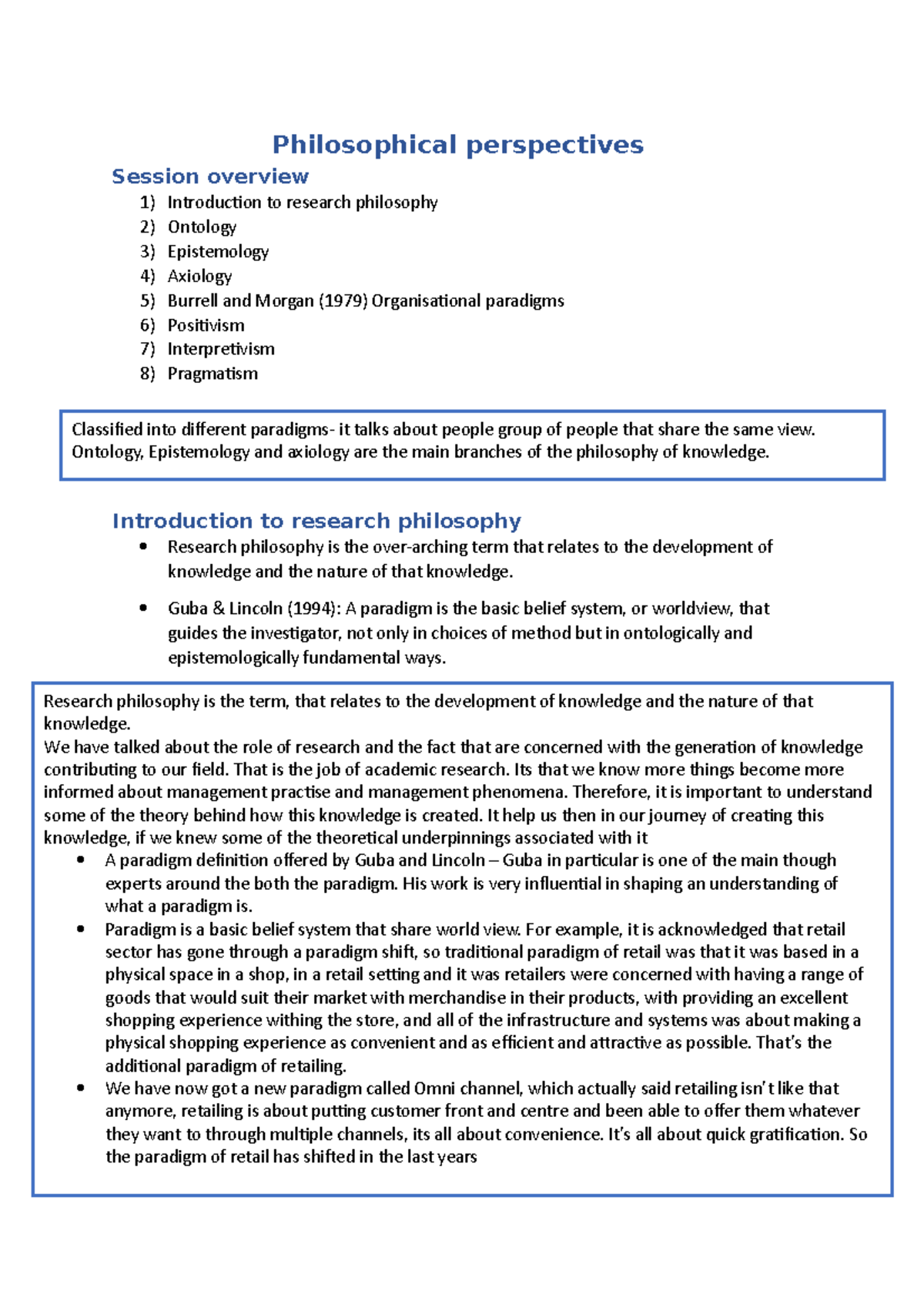 Session 5 - Philosophical perspectives - Philosophical perspectives ...