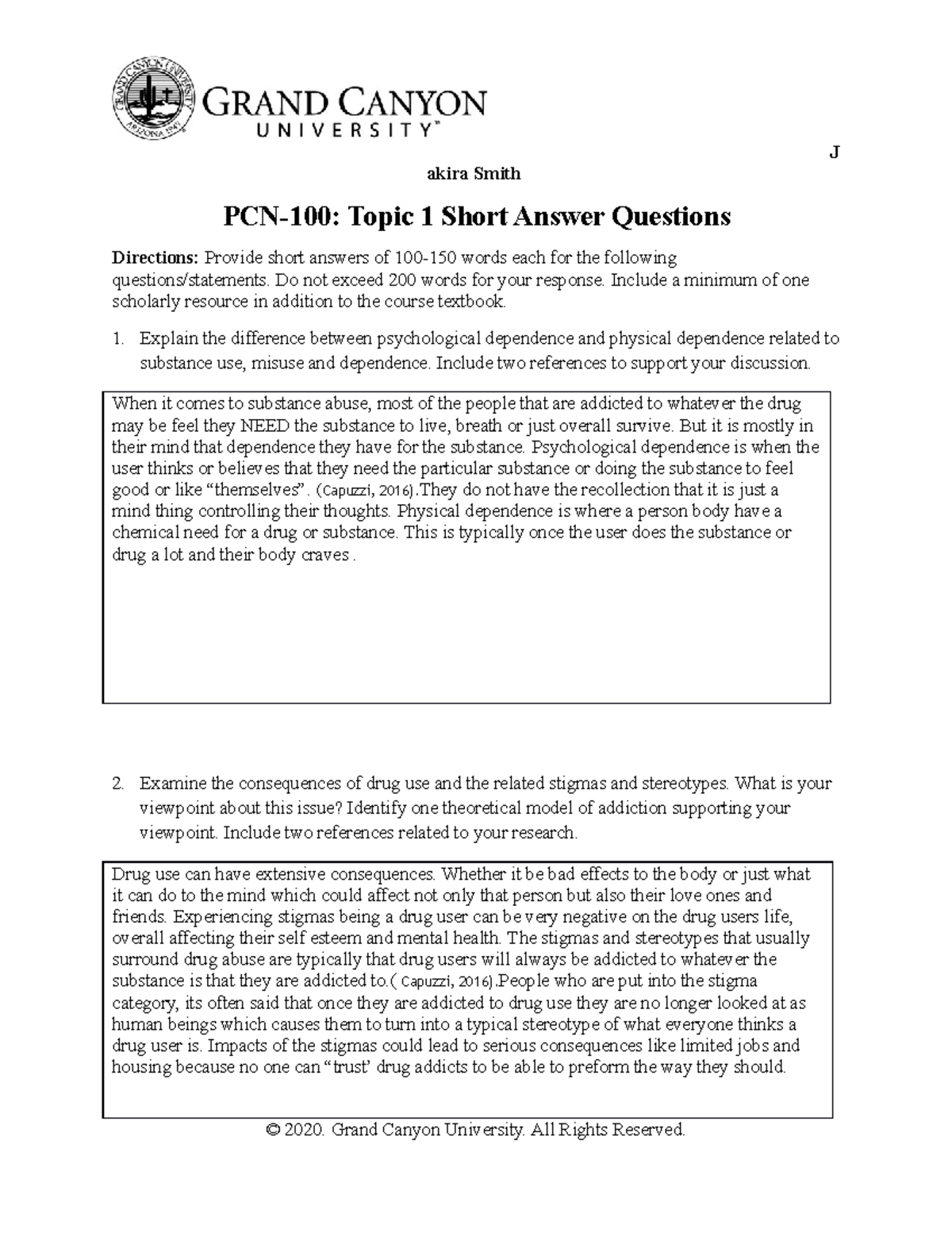 Short Answer Assignment - J akira Smith PCN-100: Topic 1 Short Answer ...