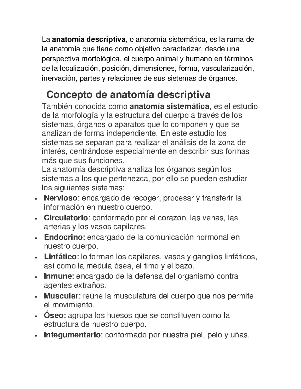Ciencias dela salud - La anatomía descriptiva, o anatomía sistemática ...
