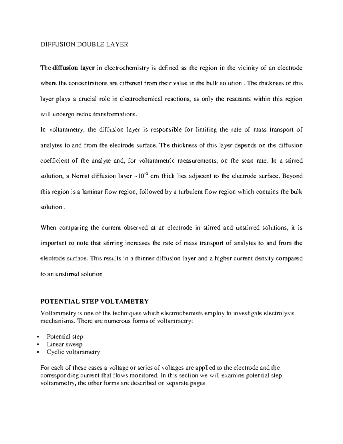 Diffusion Double Layer AND Potential STEP Voltametry - DIFFUSION DOUBLE ...