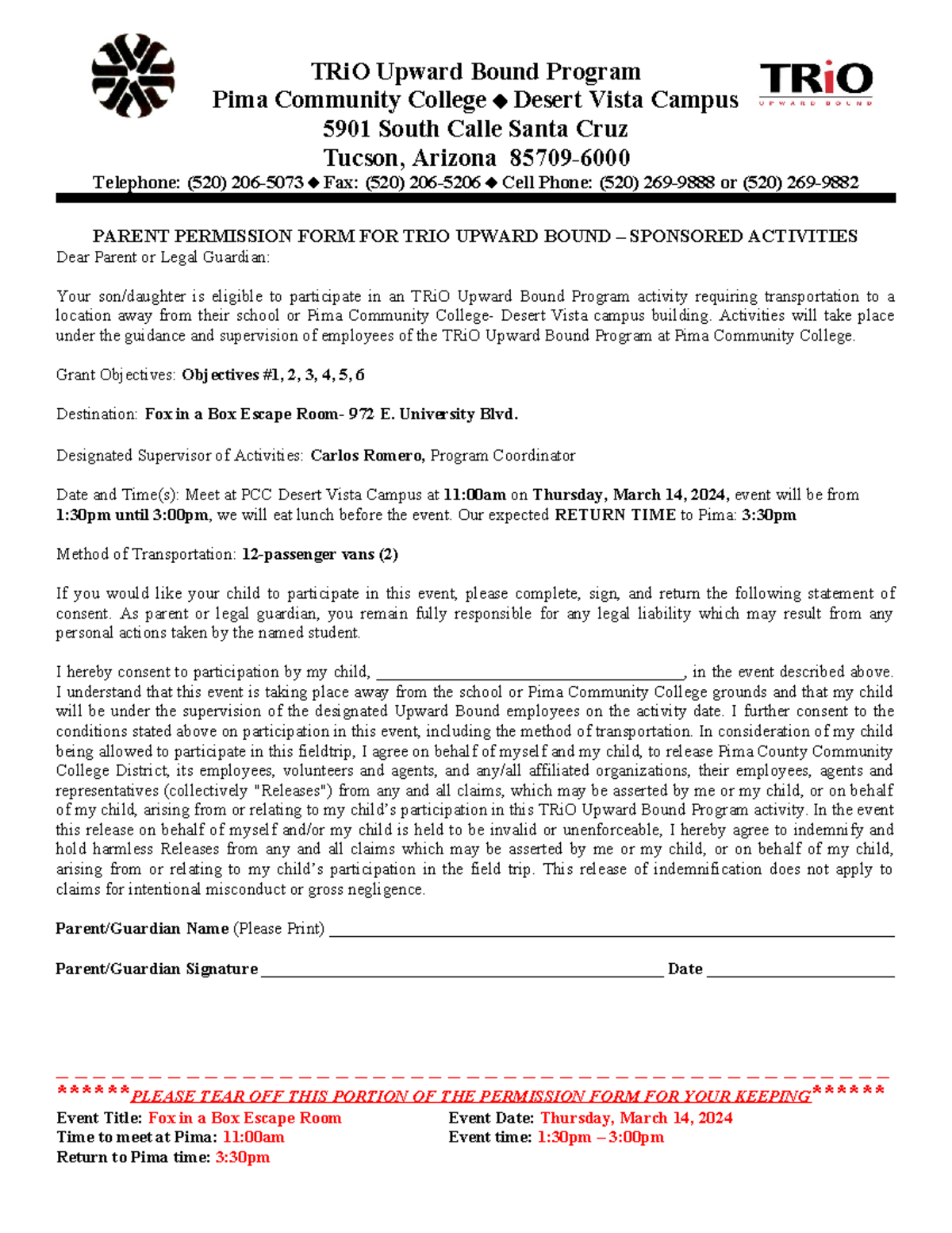 Fox in a Box Escape Room Permission Form - Mar. 14, 2024 2 - TRiO ...
