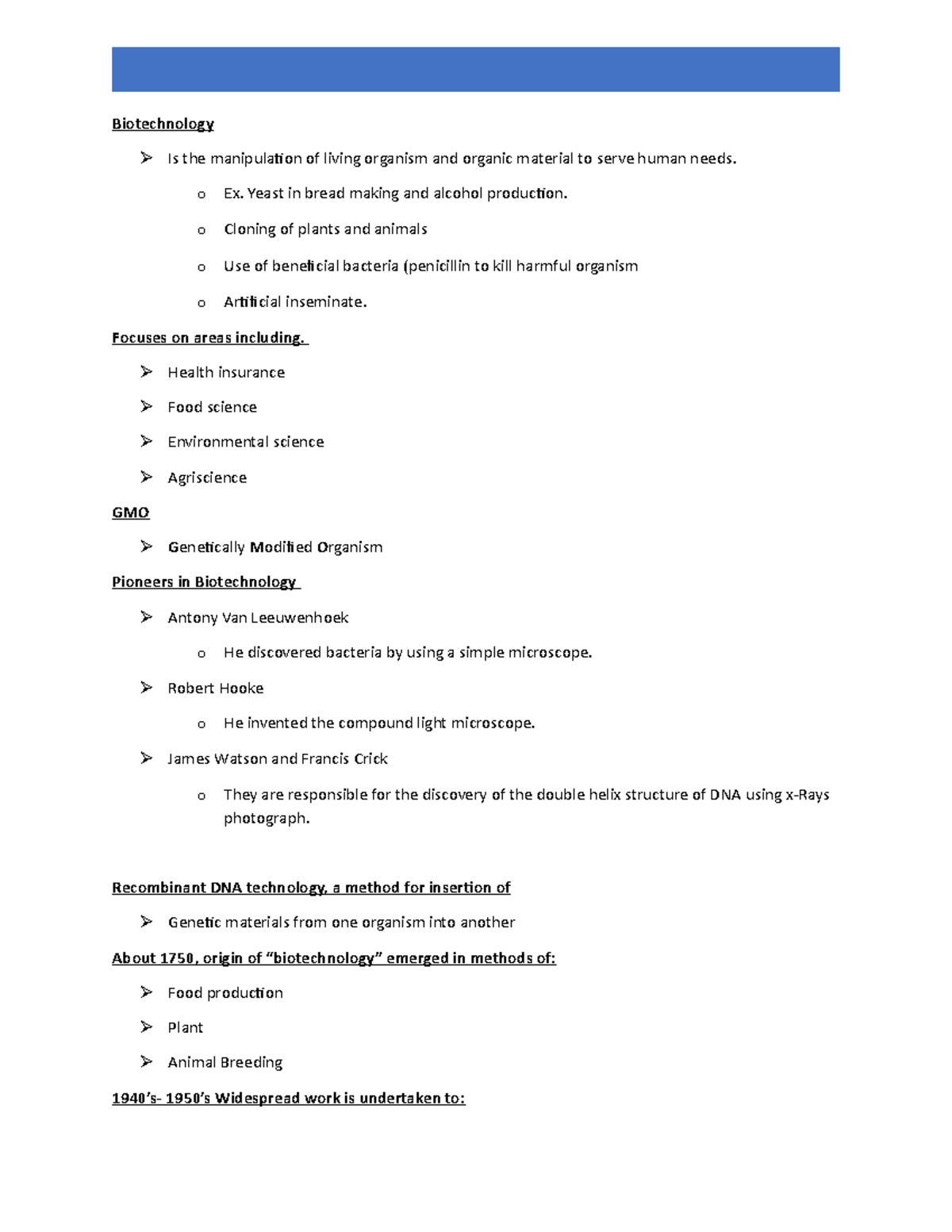 Biotechnology - Lecture notes Chapter 7 - Biotechnology Is the ...