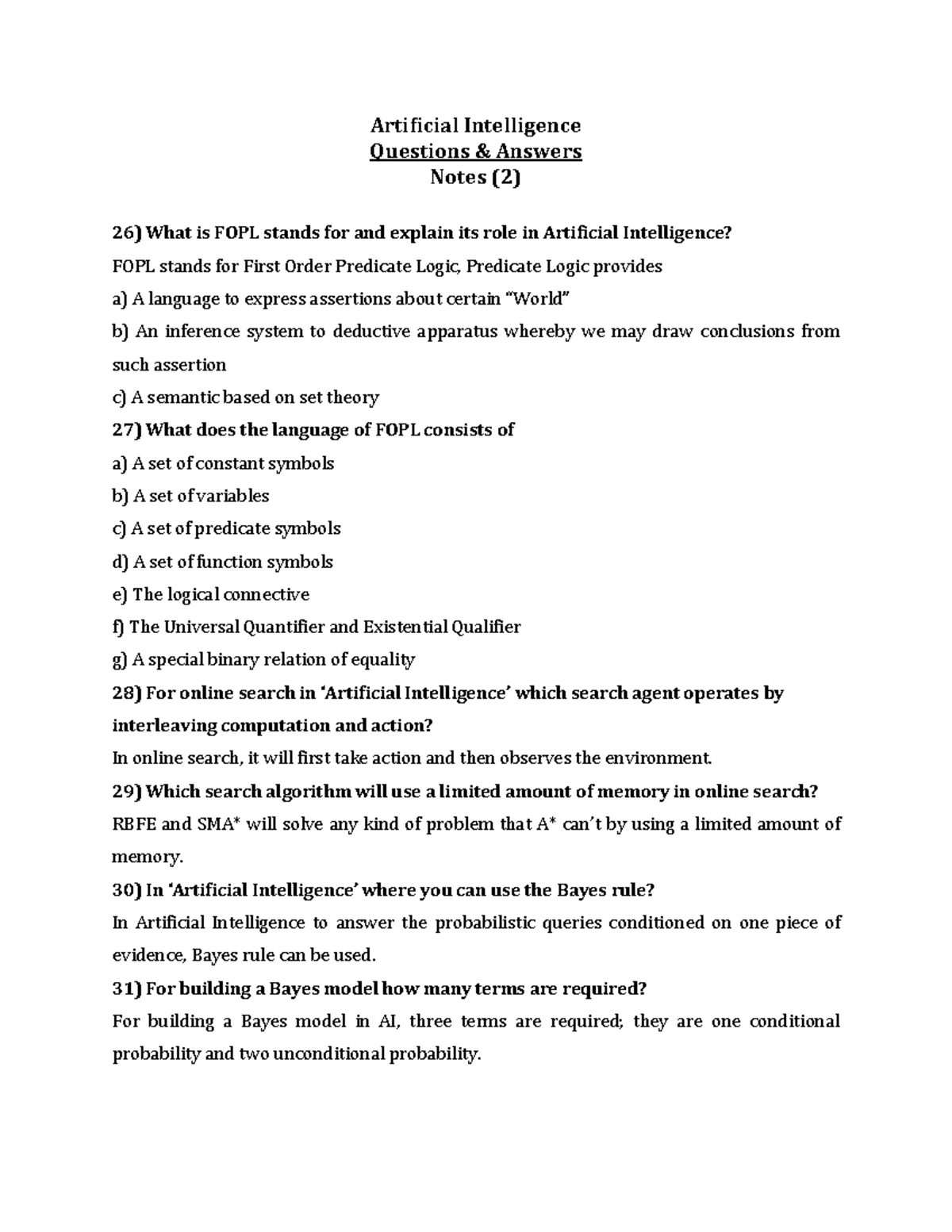 Artificial Intelligence Question Series 2 - Artificial Intelligence ...
