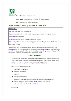 How slaves were brought to the Cape - Grade 7 Social science : History ...