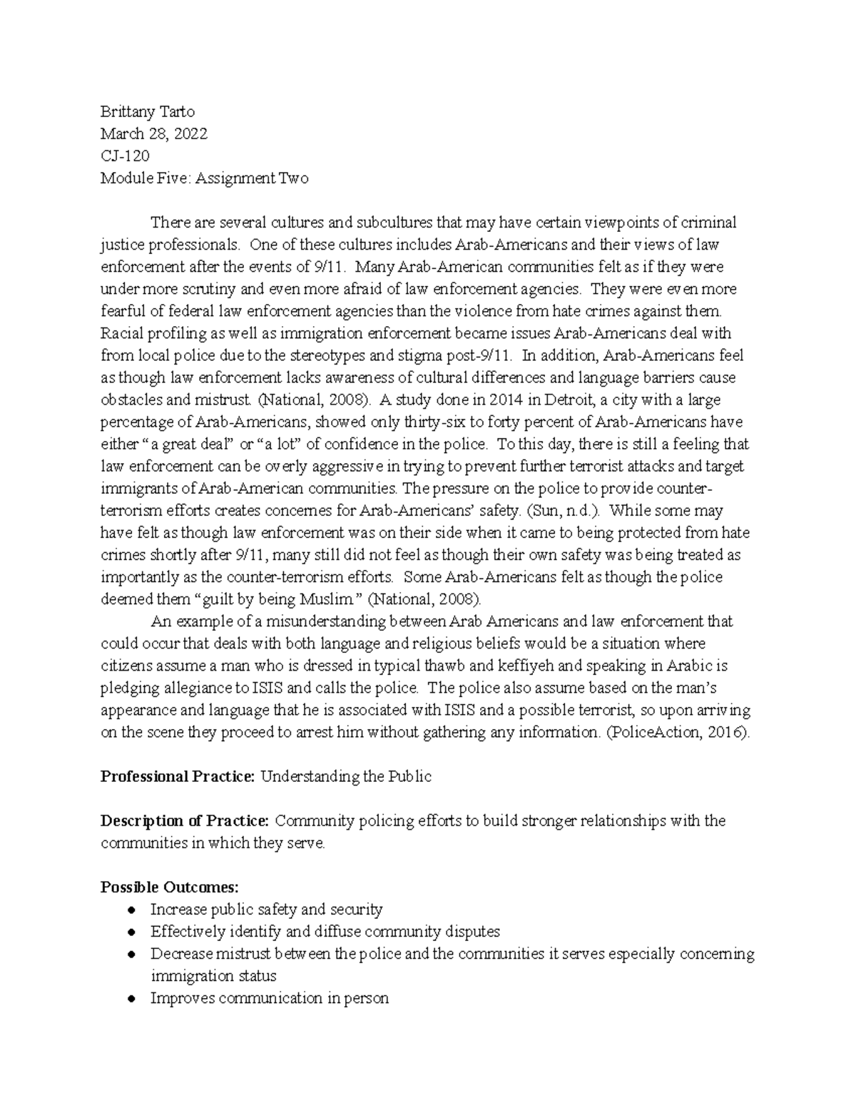CJ120-Module Five Assignment Two - Brittany Tarto March 28, 2022 CJ ...