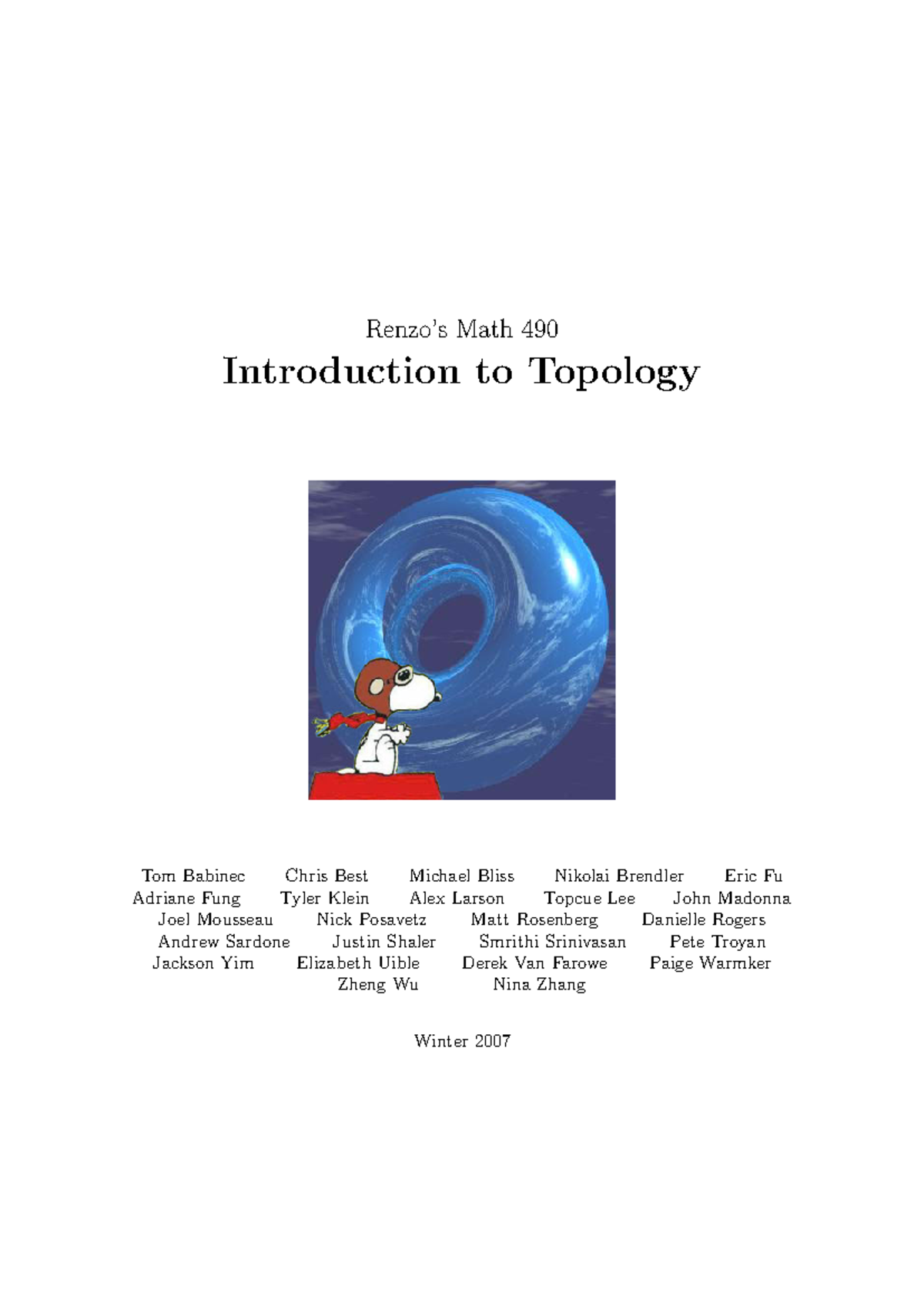 Introduction to Topology - Renzo’s Math 490 Introduction to Topology Tom Babinec Chris Best ...