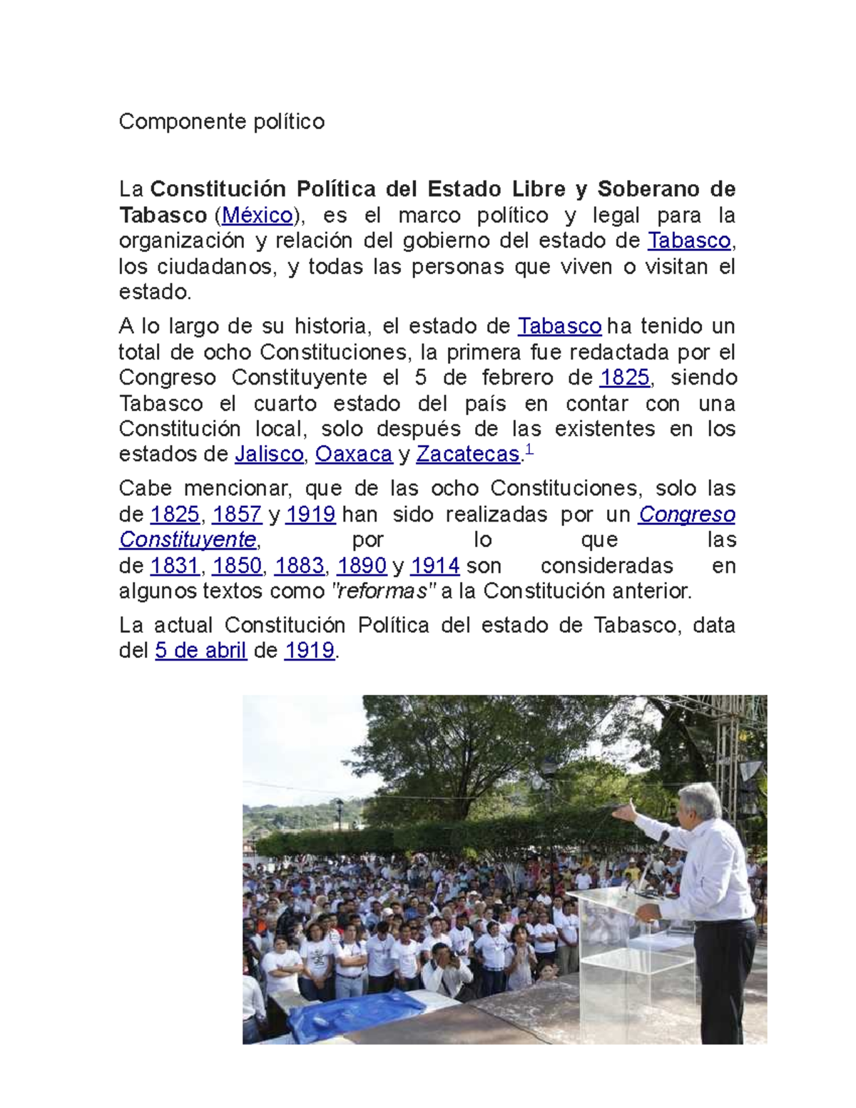 Componente político sobre comersio ctm - Componente político La ...