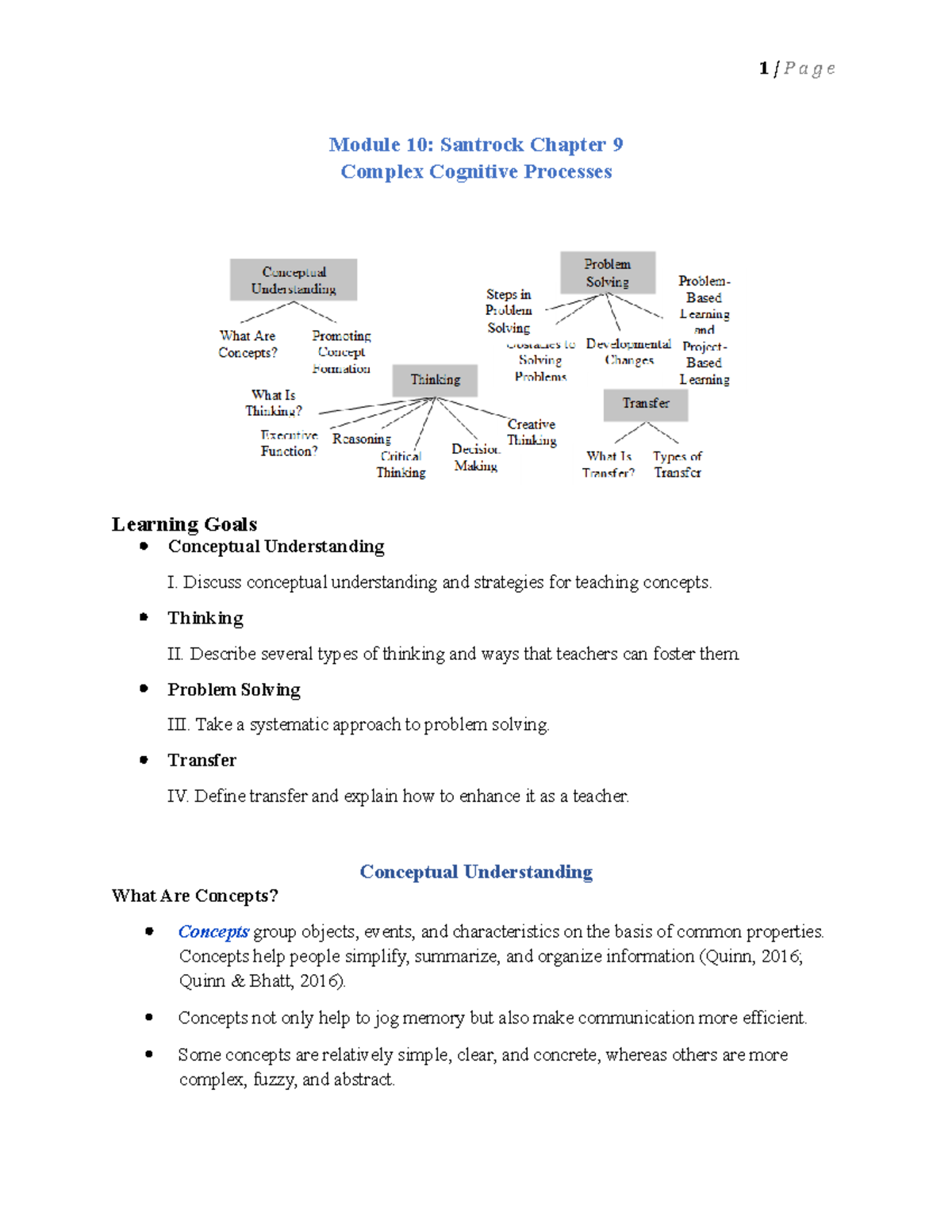 Complex Cogntive notes 2 - Module 10: Santrock Chapter 9 Complex ...
