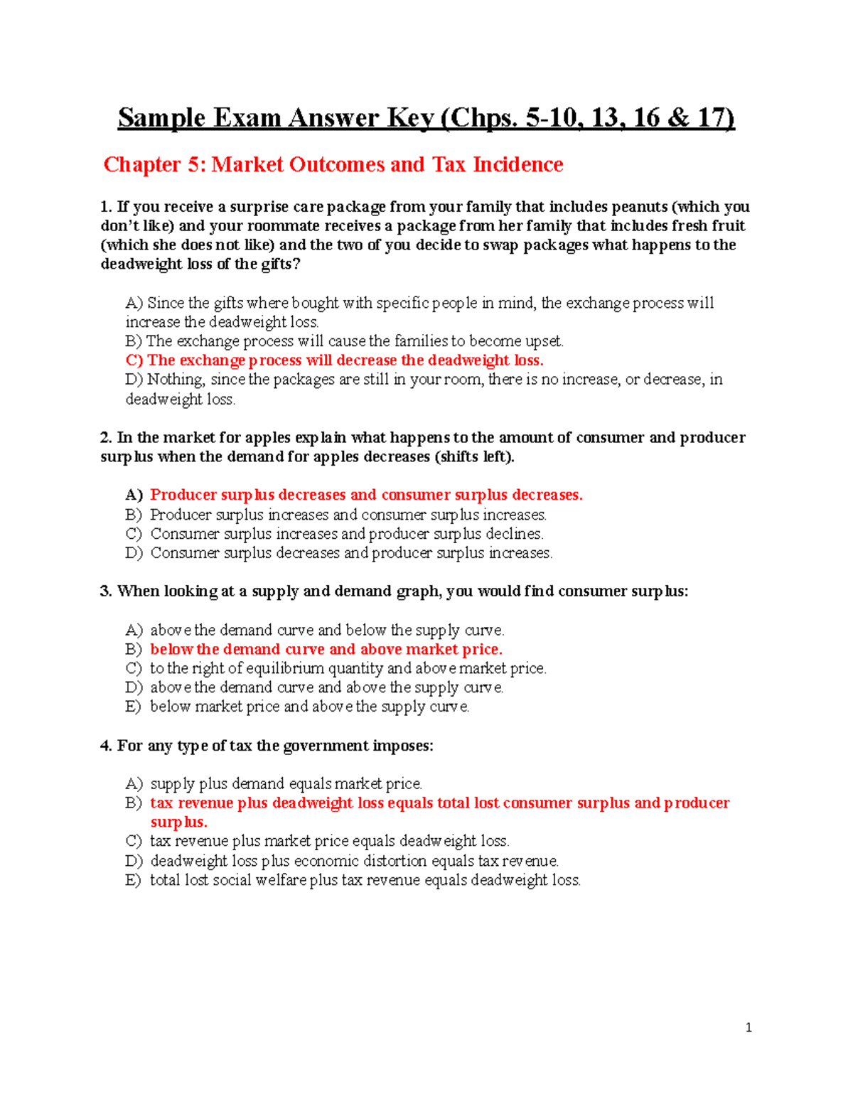 ECC1000 Sample Exam Answers (Chapter 5-10, 13, 16 and 17) - Sample Exam ...