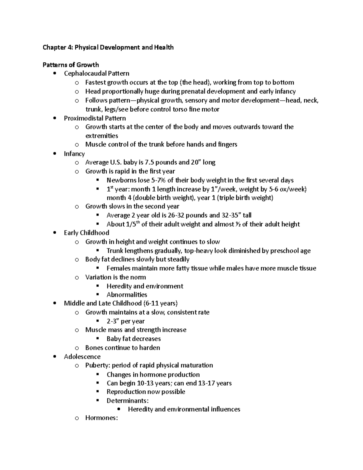 Chapter 4 - Lecture notes 4 - Chapter 4: Physical Development and ...