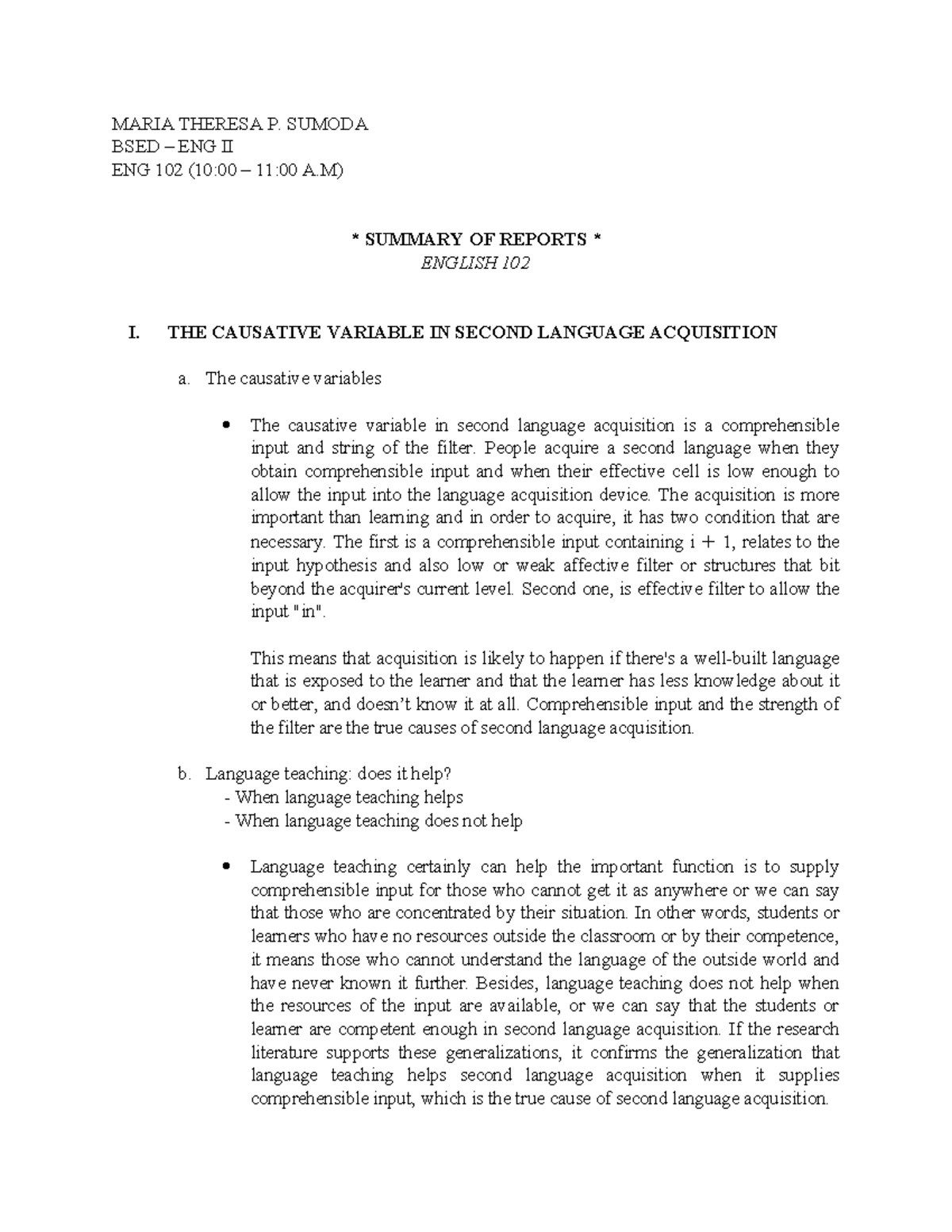 Sumoda - Summary 102 - essay - MARIA THERESA P. SUMODA BSED – ENG II ...