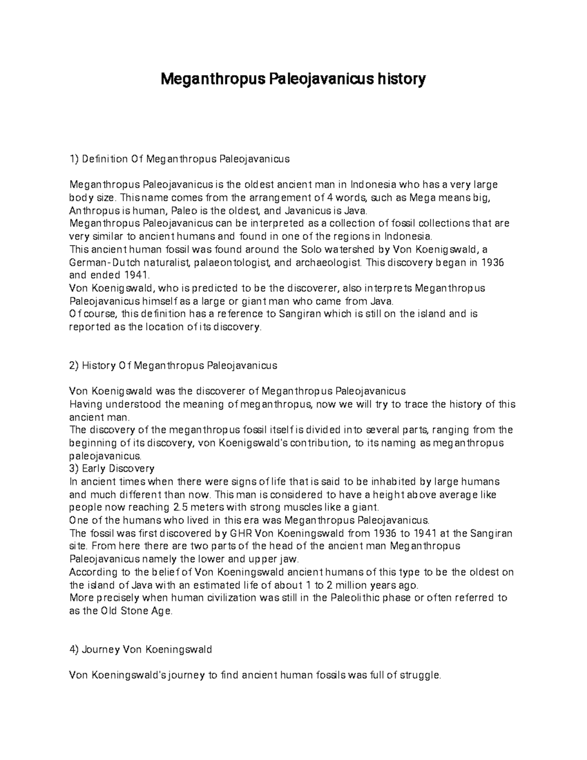 Meganthropus history - ancient human - Meganthropus Paleojavanicus ...