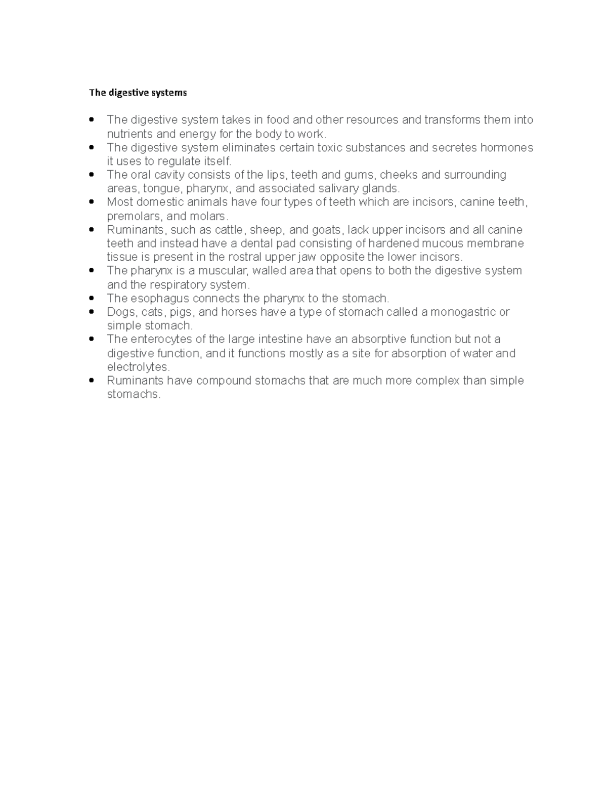 The digestive systems - Animal anatomy and physology - The digestive ...
