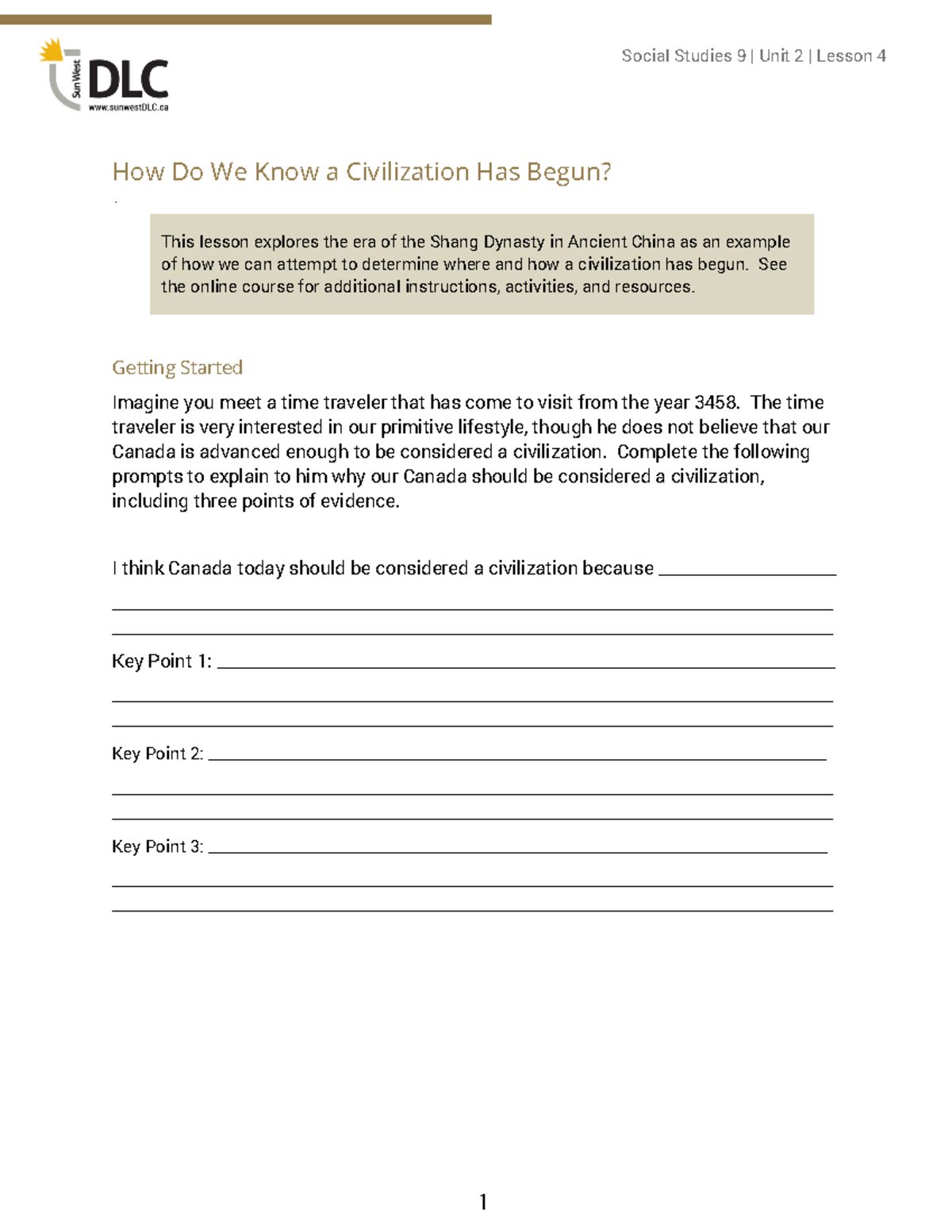 SS9U2L4Shang - Document - 1 Social Studies 9 | Unit 2 | Lesson 4 How Do ...