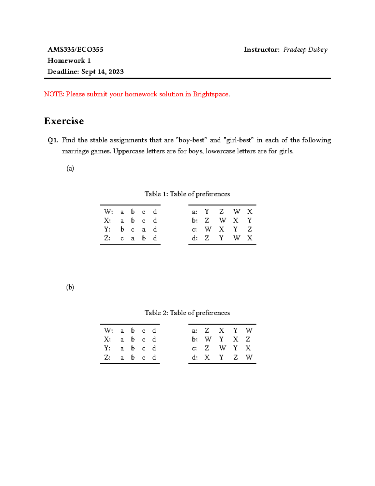 ECO355 HW1a - AMS335/ECO355 Instructor: Pradeep Dubey Homework 1 ...