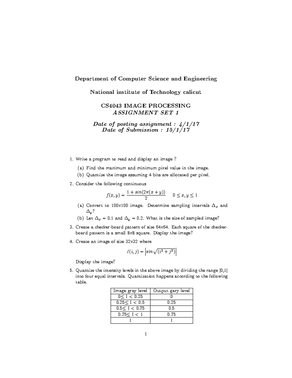 Assignment 1 - Assighnment - Department of Computer Science and ...