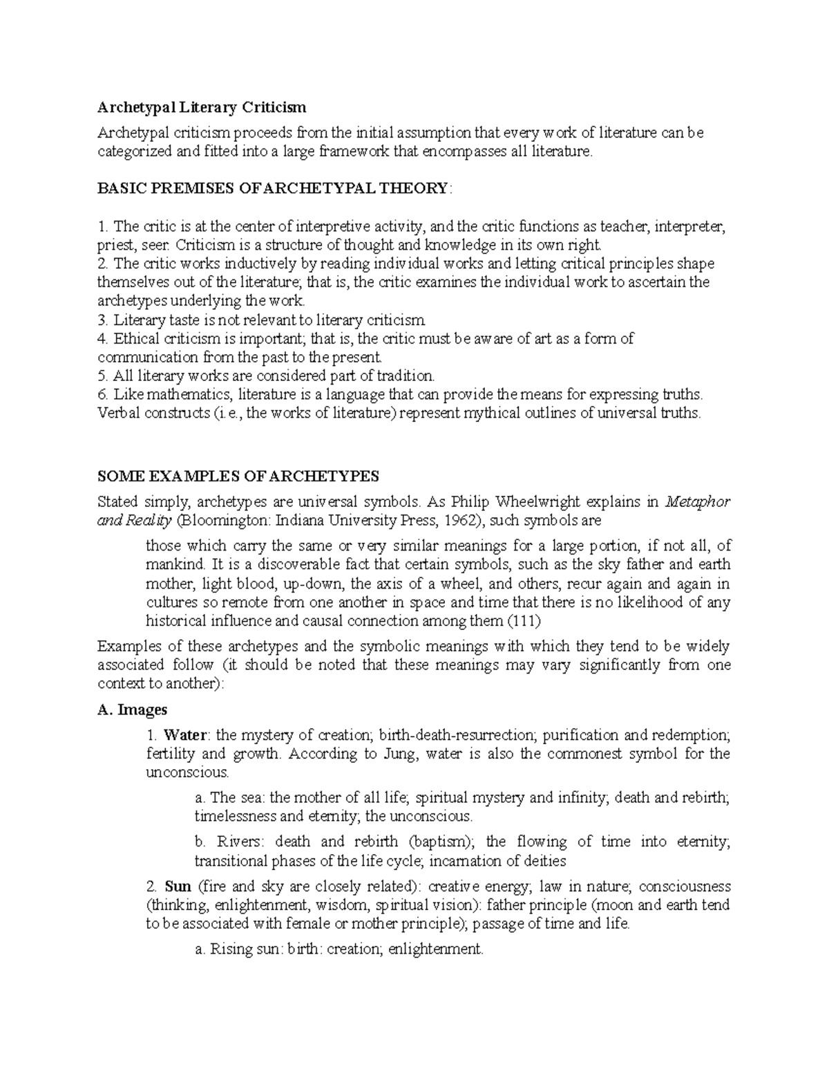 Archetypal Literary Criticism - Archetypal Literary Criticism ...