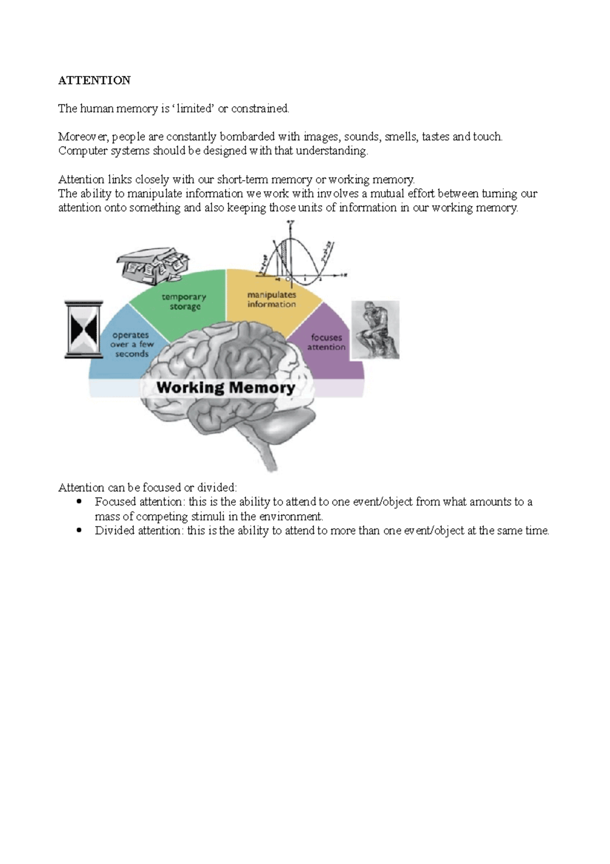Attention October 2019 - ATTENTION The human memory is ‘limited’ or ...