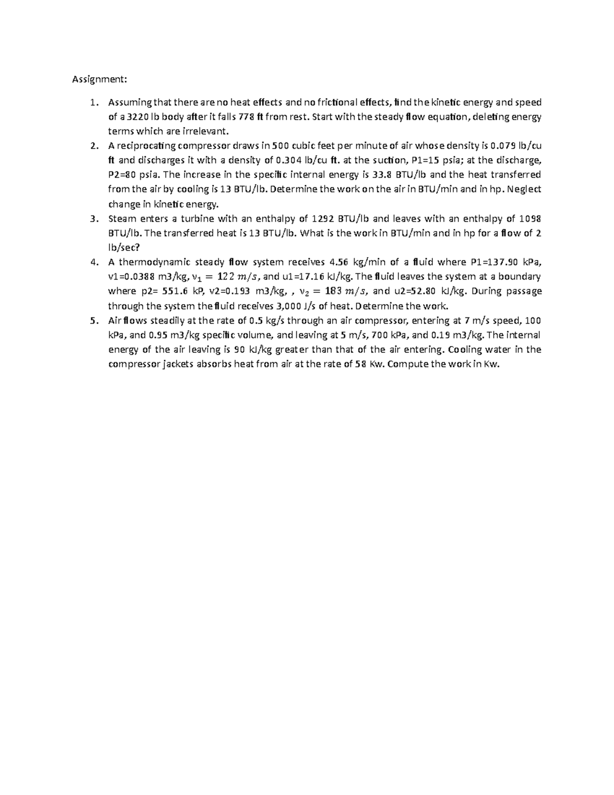 Assignment-Thermo - Learn in advance - Assignment: Assuming that there ...