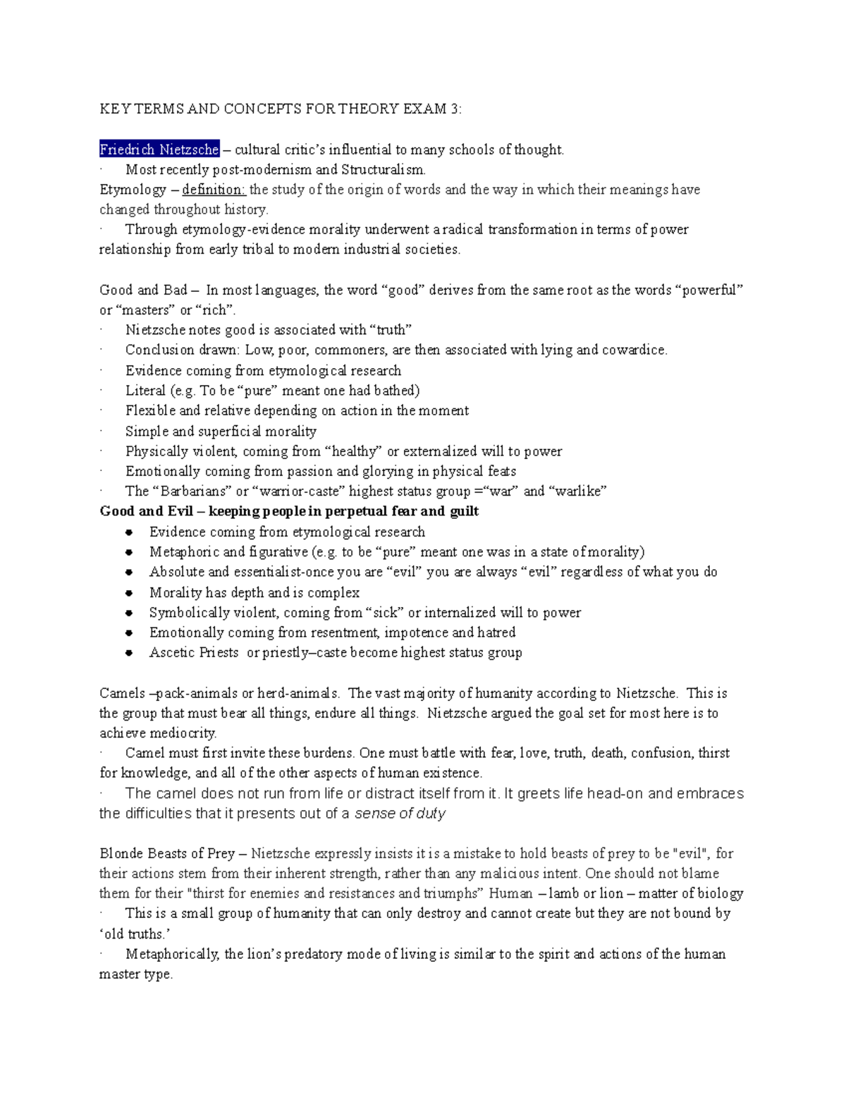 KEY Terms AND Concepts FOR Theory EXAM 3 - KEY TERMS AND CONCEPTS FOR ...