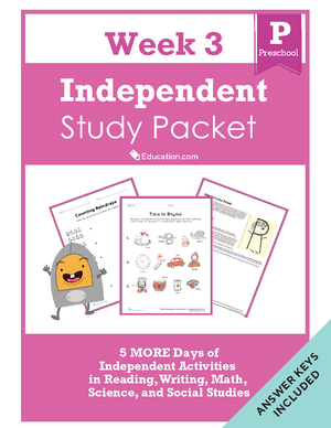 Independent study packetl week 1 - Week 1 Education Independent Study ...