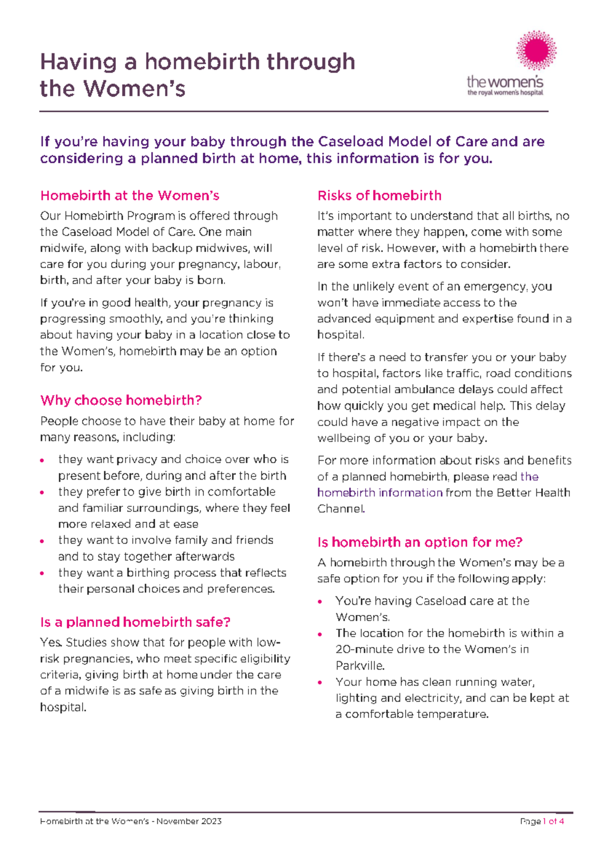 Homebirth at the Women's Final - Having a homebirth through the the the ...