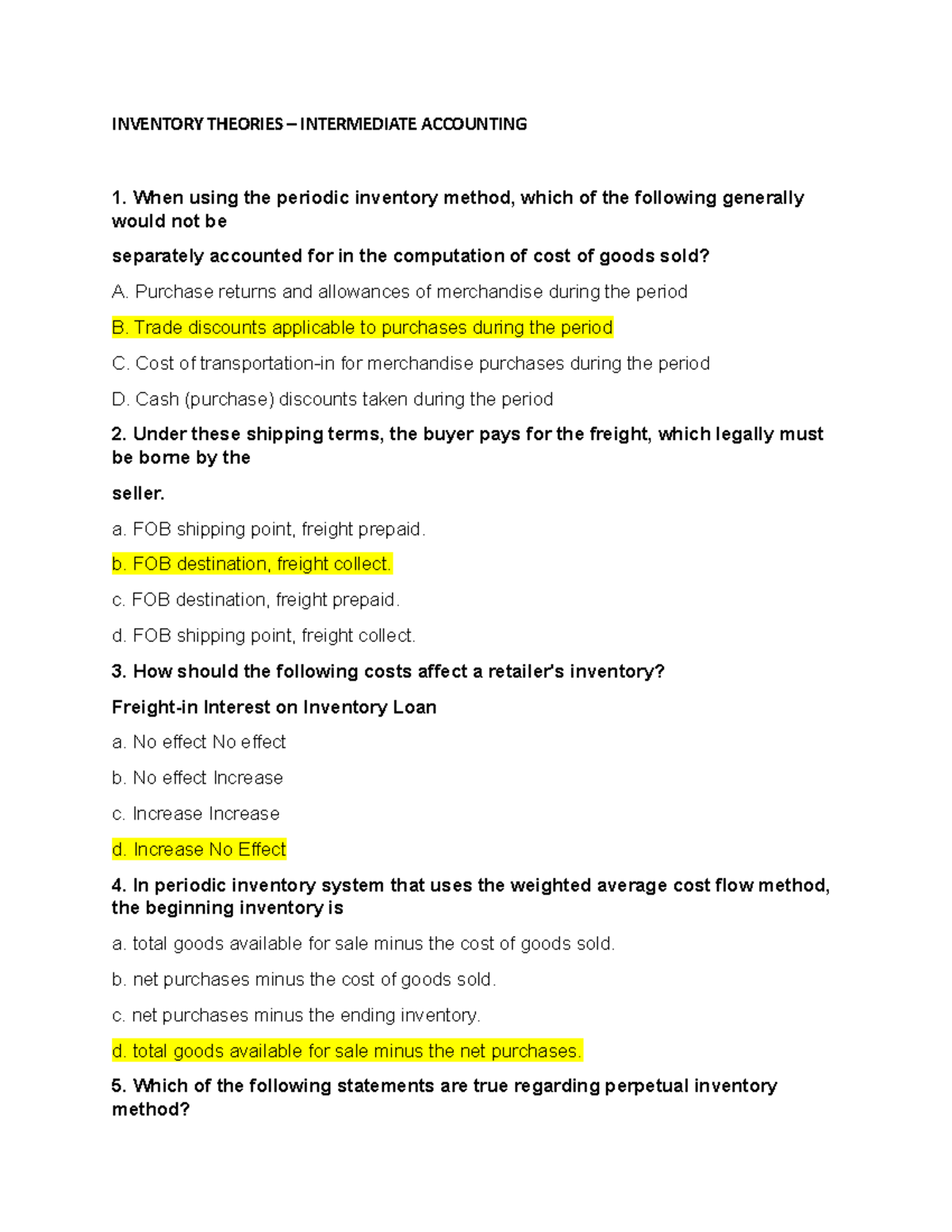Inventory- Theories - jdjds - INVENTORY THEORIES – INTERMEDIATE ...
