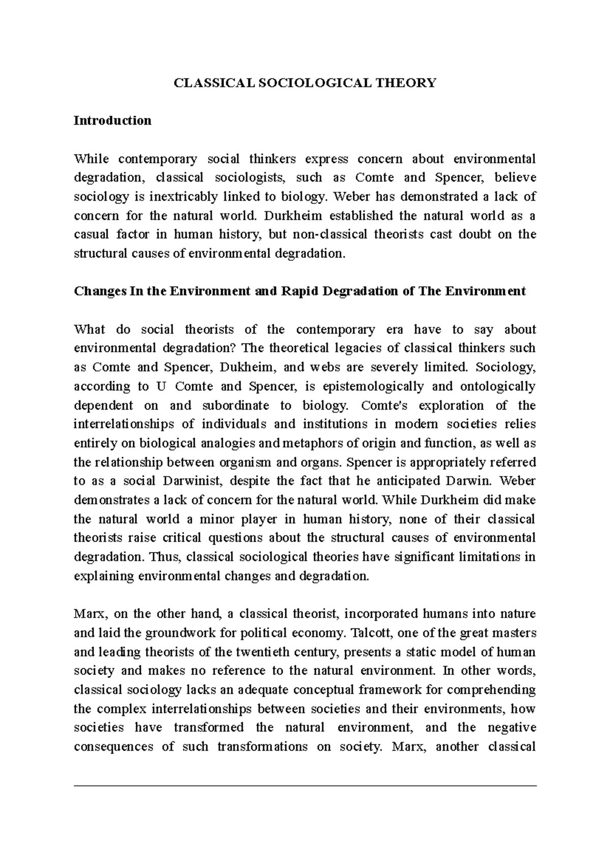 Classical Sociological Theory - CLASSICAL SOCIOLOGICAL THEORY ...