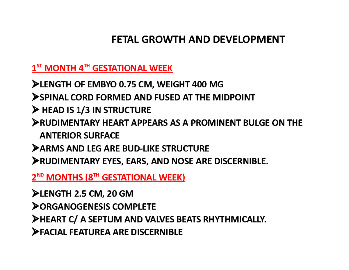 Fetal Growth AND Development - FETAL GROWTH AND DEVELOPMENT 1 ST MONTH ...