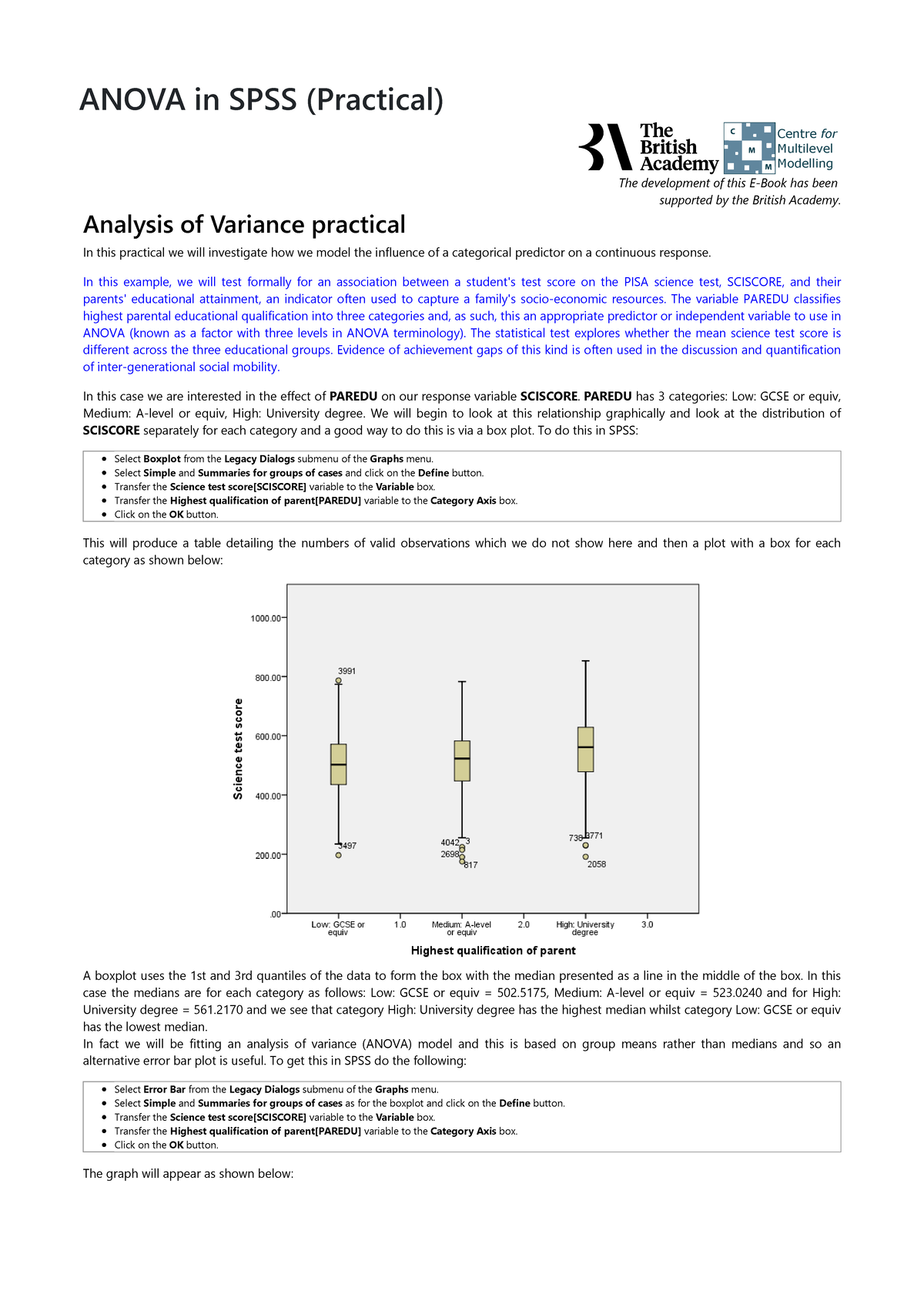 Anova - Practical - Centre for Multilevel Modelling The development of ...