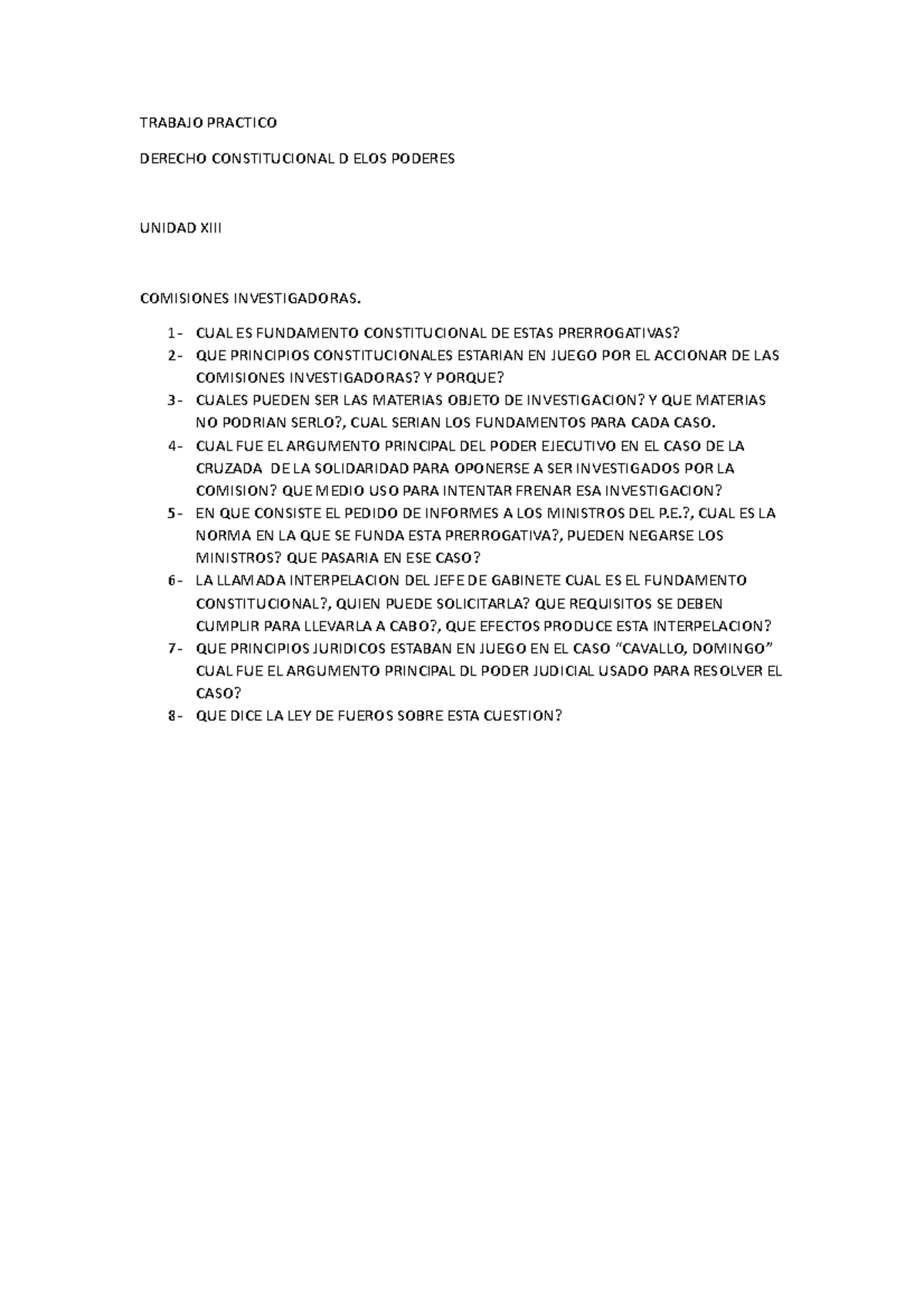 Trabajo Practico Unidad XIII - TRABAJO PRACTICO DERECHO CONSTITUCIONAL ...