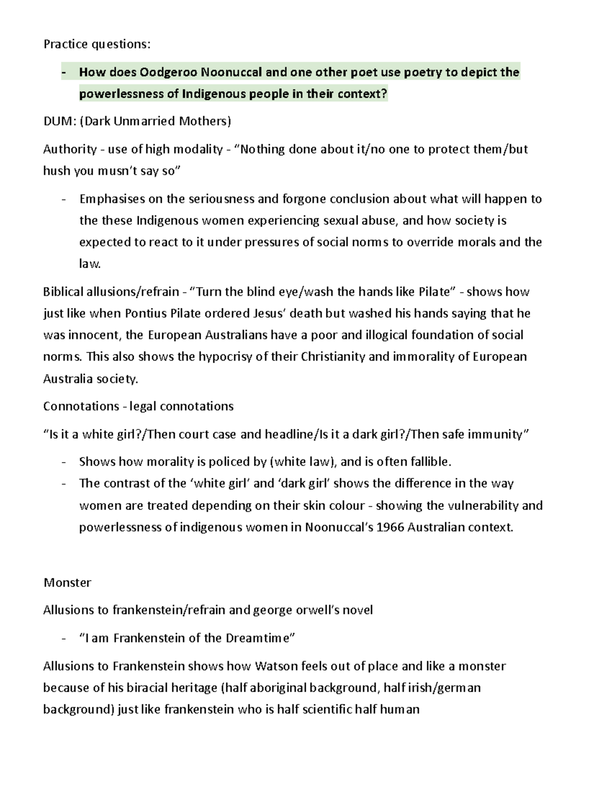 English essay practice questions - Practice questions: - How does ...