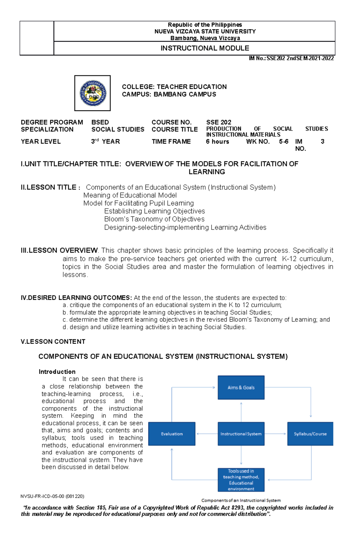 IM-3 Production OF SST Materials-1 - NUEVA VIZCAYA STATE UNIVERSITY ...
