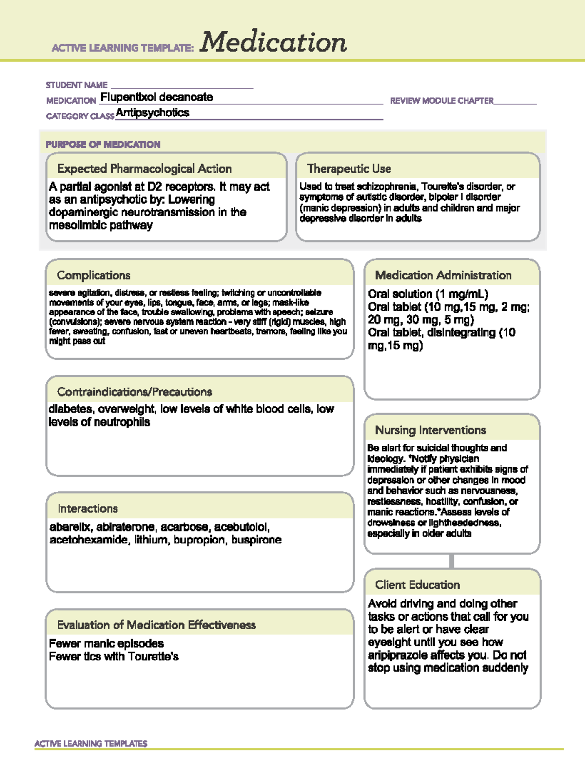 Flupentixol decanoate - NR-291 - Studocu
