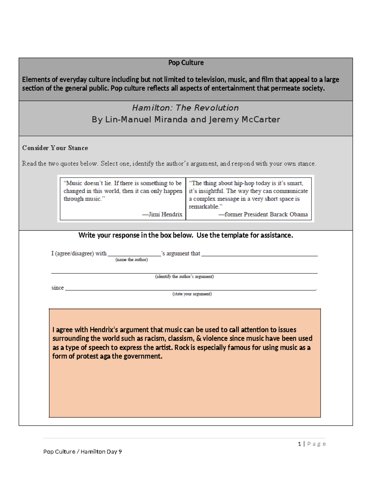 Guided Notes - Pop Culture Day 9 - Pop Culture Elements of everyday ...