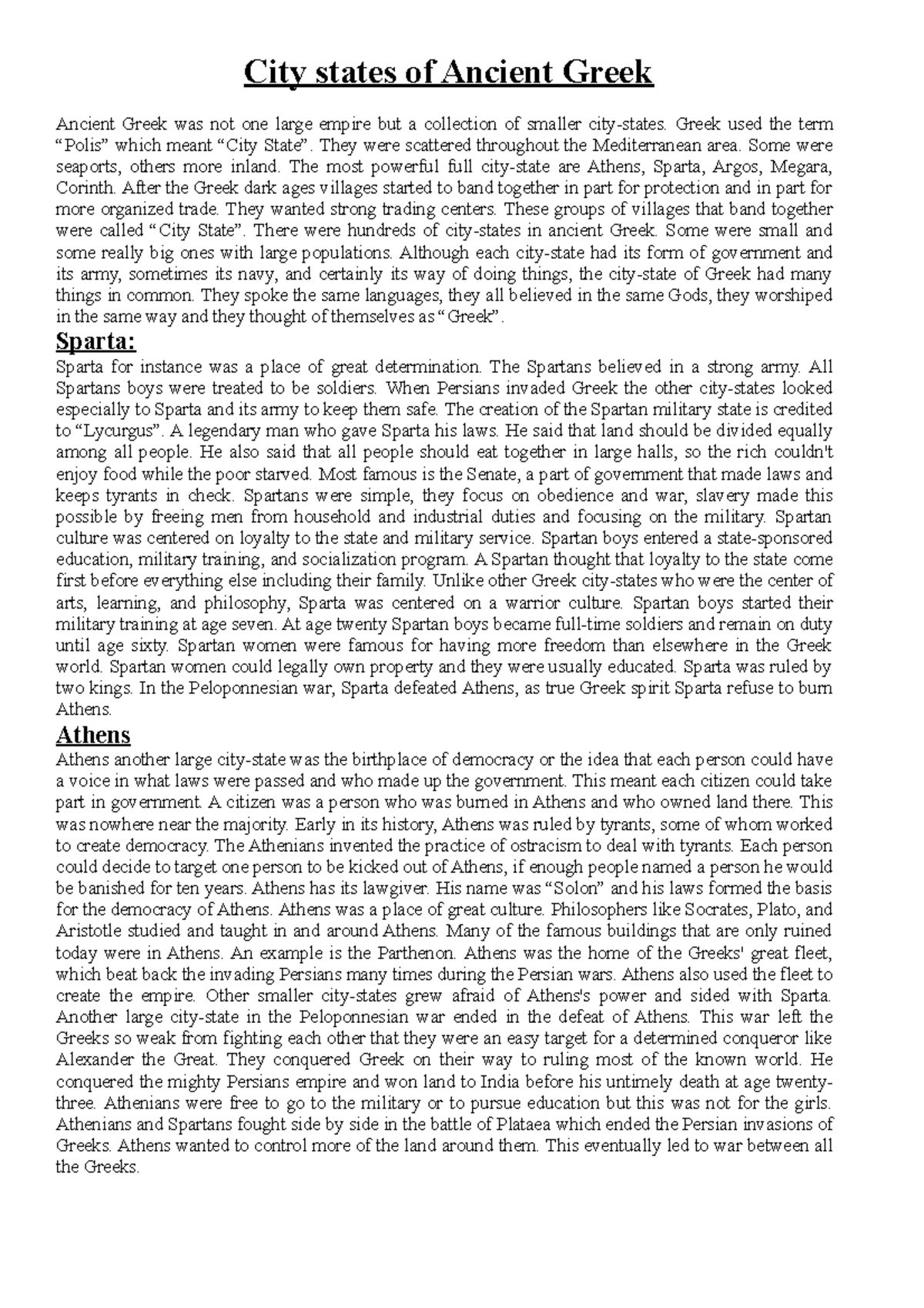 City states of Ancient Greek in political relationship - City states of ...