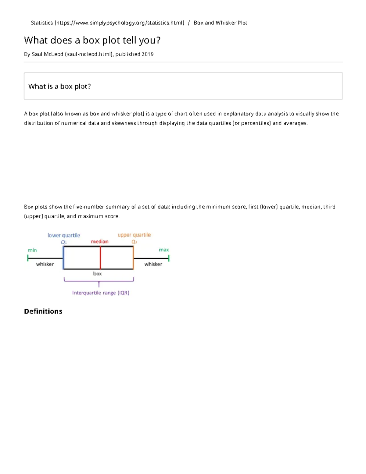Box & Whisker Plot Description - Statistics (simplypsychology ...