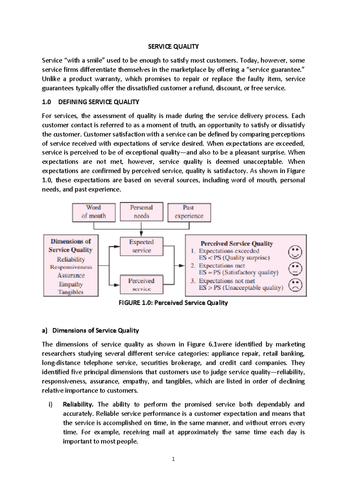 Service Quality - SERVICE QUALITY Service “with a smile” used to be ...