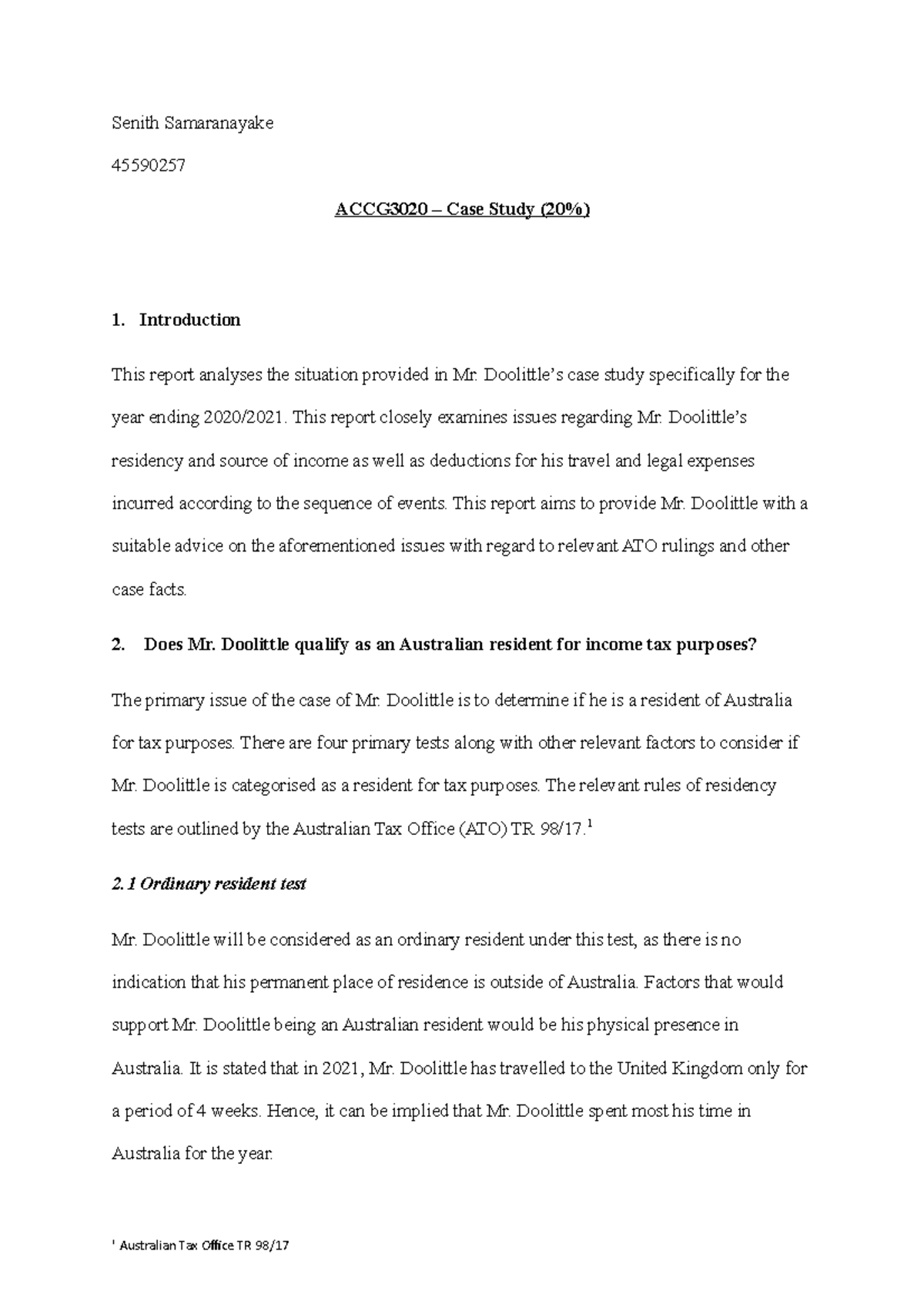 ACCG3020 Case Study - assignment - ACCG3020 - MQ - Studocu