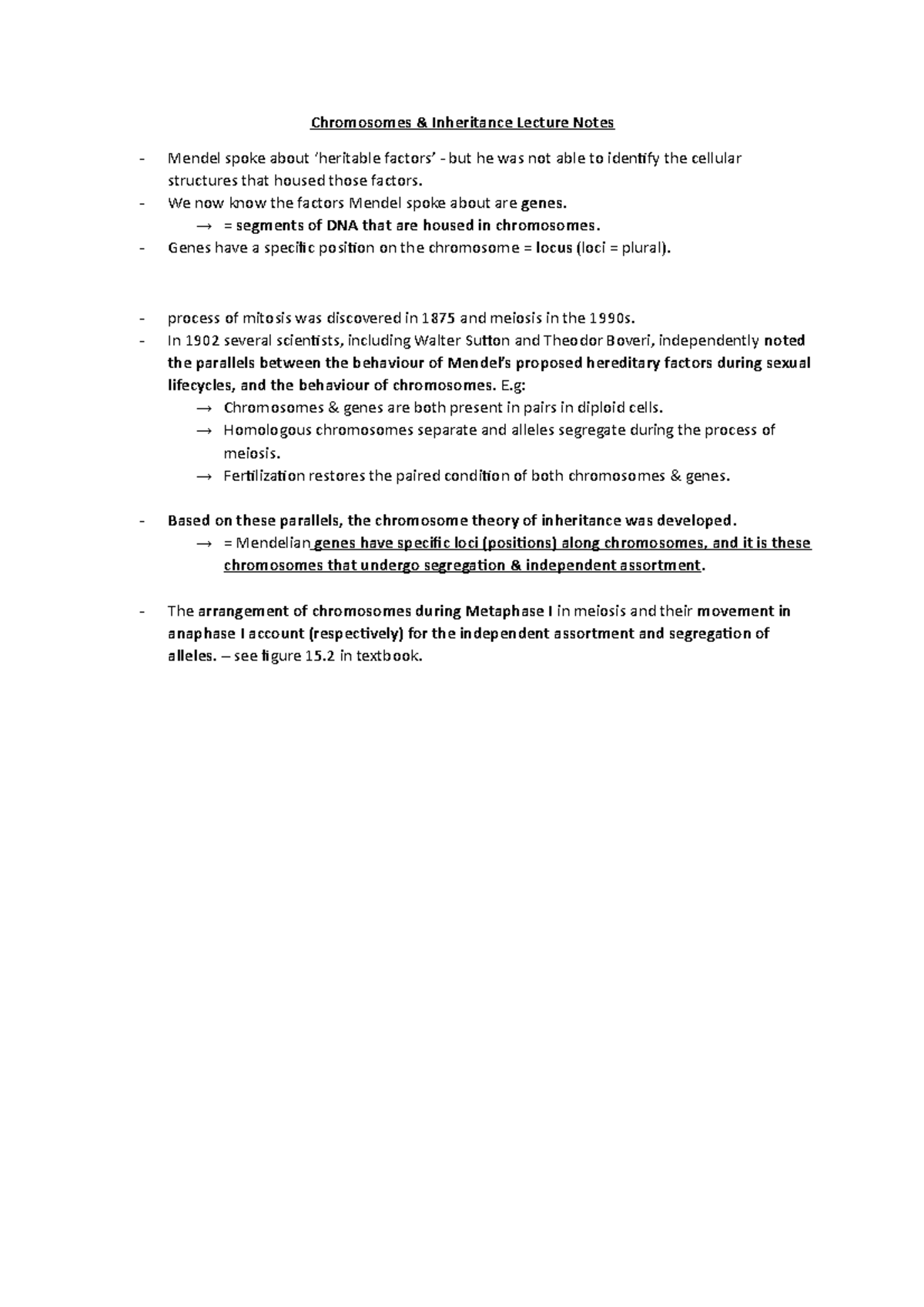 Chromosomes Inheritancelecturenotes Chromosomes And Inheritance Lecture Notes Mendel Spoke 9021