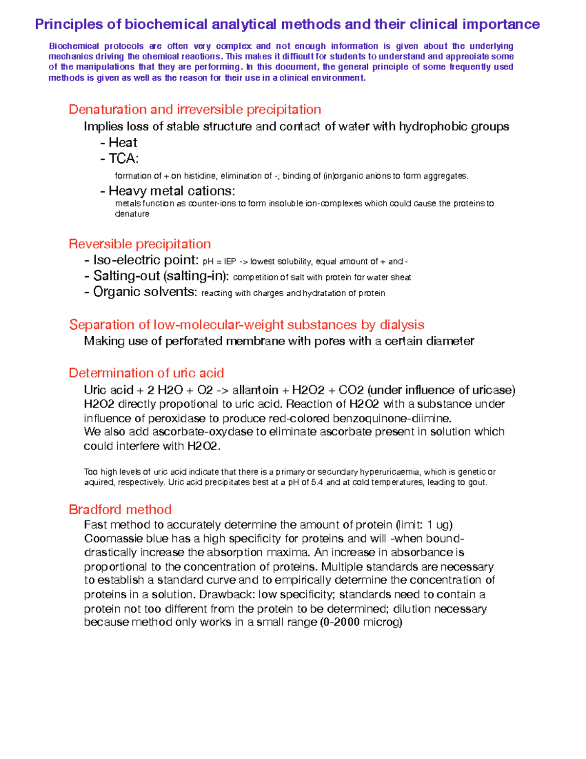 Practical - principles of biochemical analytical methods and their ...