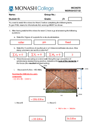 Worksheet 9 completed - MONASH COLLEGE MCD4270 LIGHTER, FASTER ...