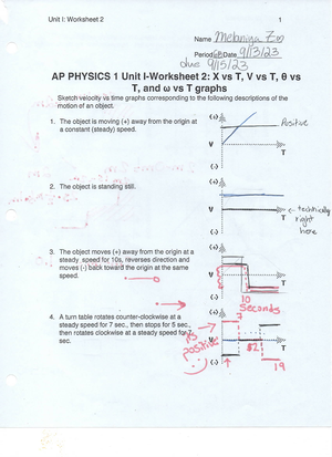 AP Physics Unit 1 WS. 2 Pt. 2 - Studocu