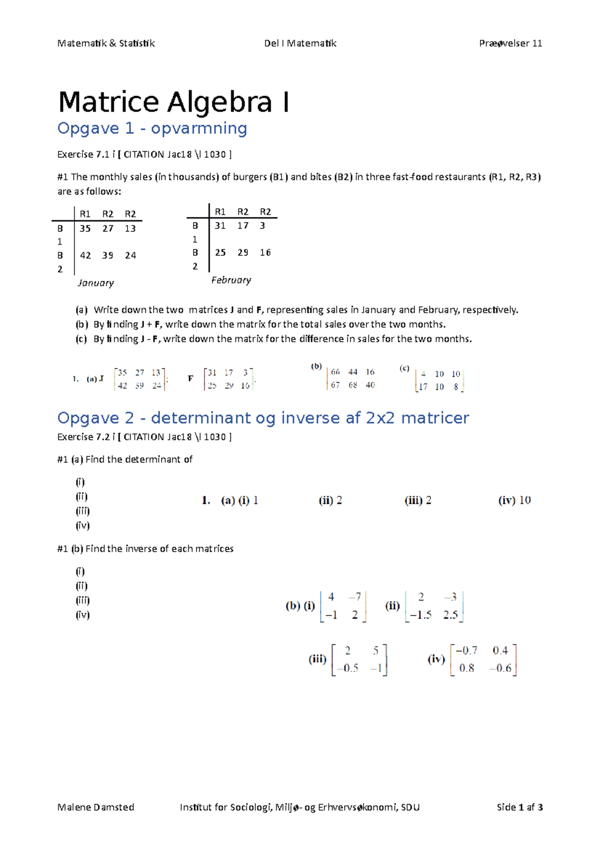 Præøvelser 11 vejl - Præøvelser 11 - Matematik & Statistik Del I ...
