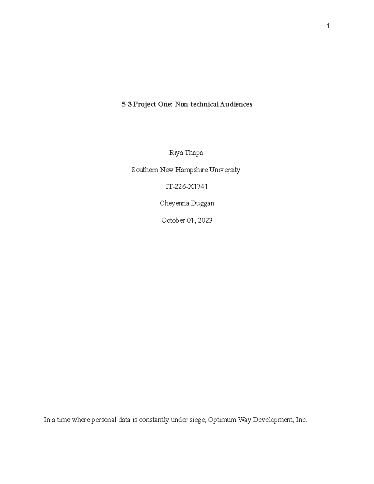 5-3 Project One Non-technical Audiences - proudly introduces DataNanny ...